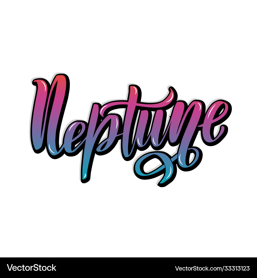 Neptune handwritten lettering name planet Vector Image