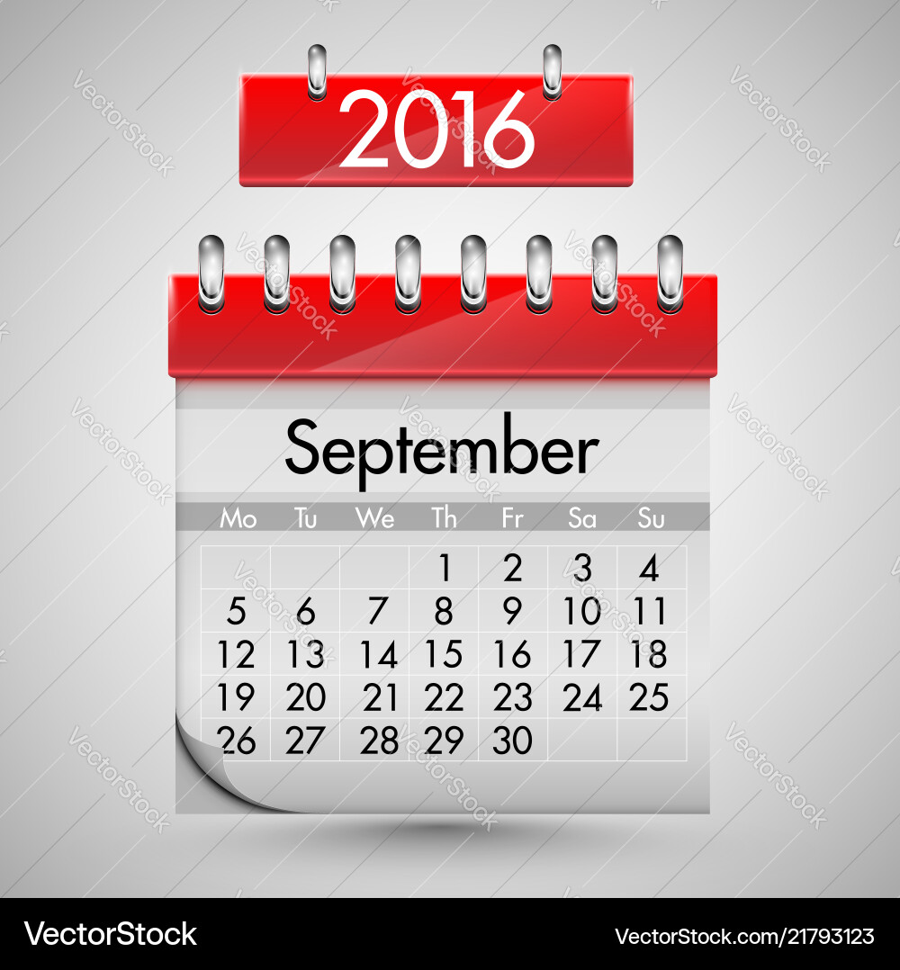 Realistic calendar with red hard cover Royalty Free Vector