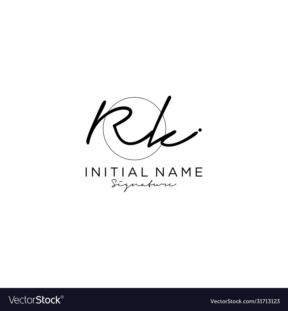 Rk initial handwriting logo design Royalty Free Vector Image