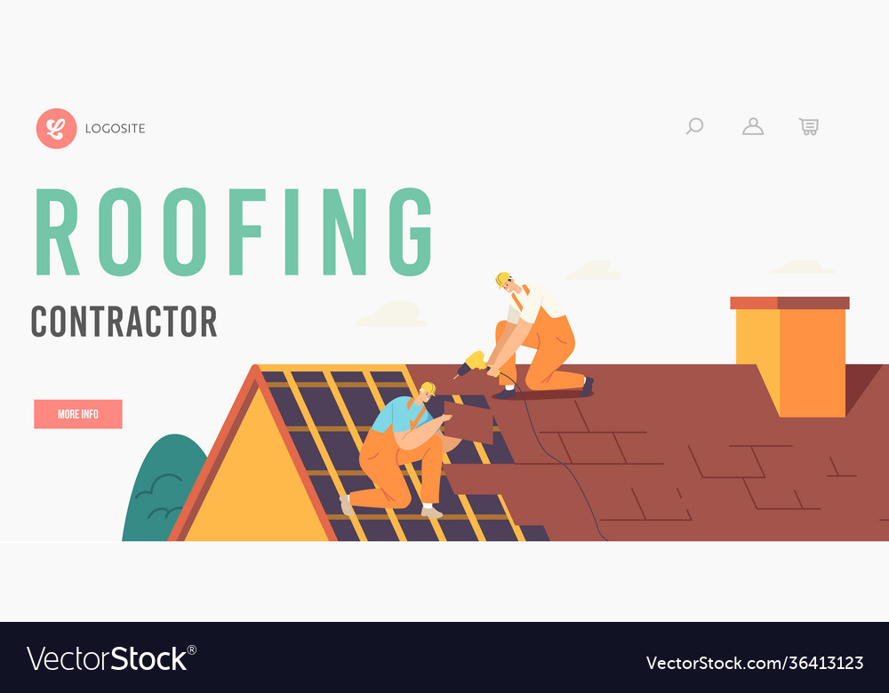 Roofing contractor landing page template roofer Vector Image