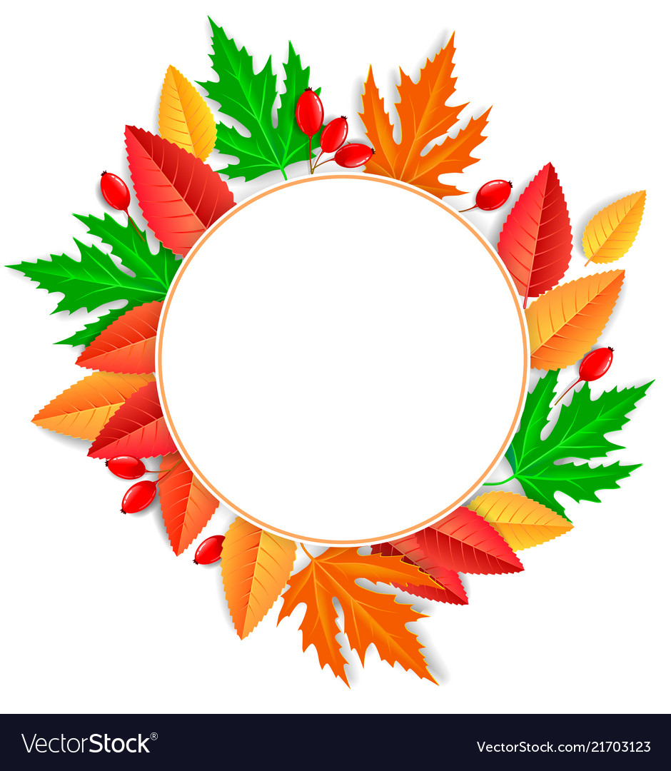 Round frame autumn leaves Royalty Free Vector Image