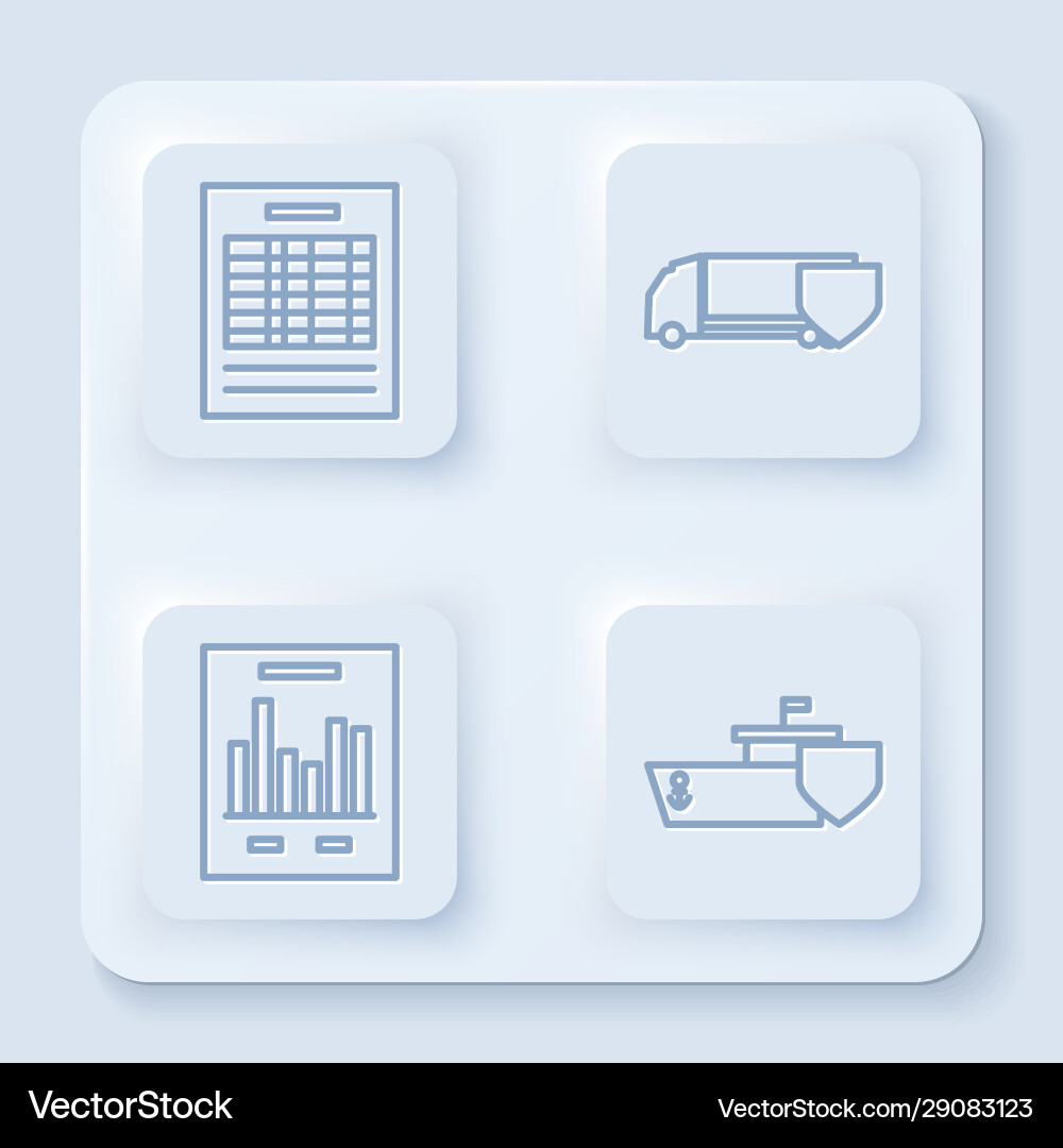 Set line report file document delivery cargo Vector Image
