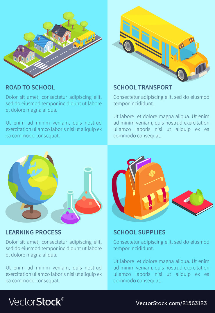 Set school-themed posters with inscriptions Vector Image