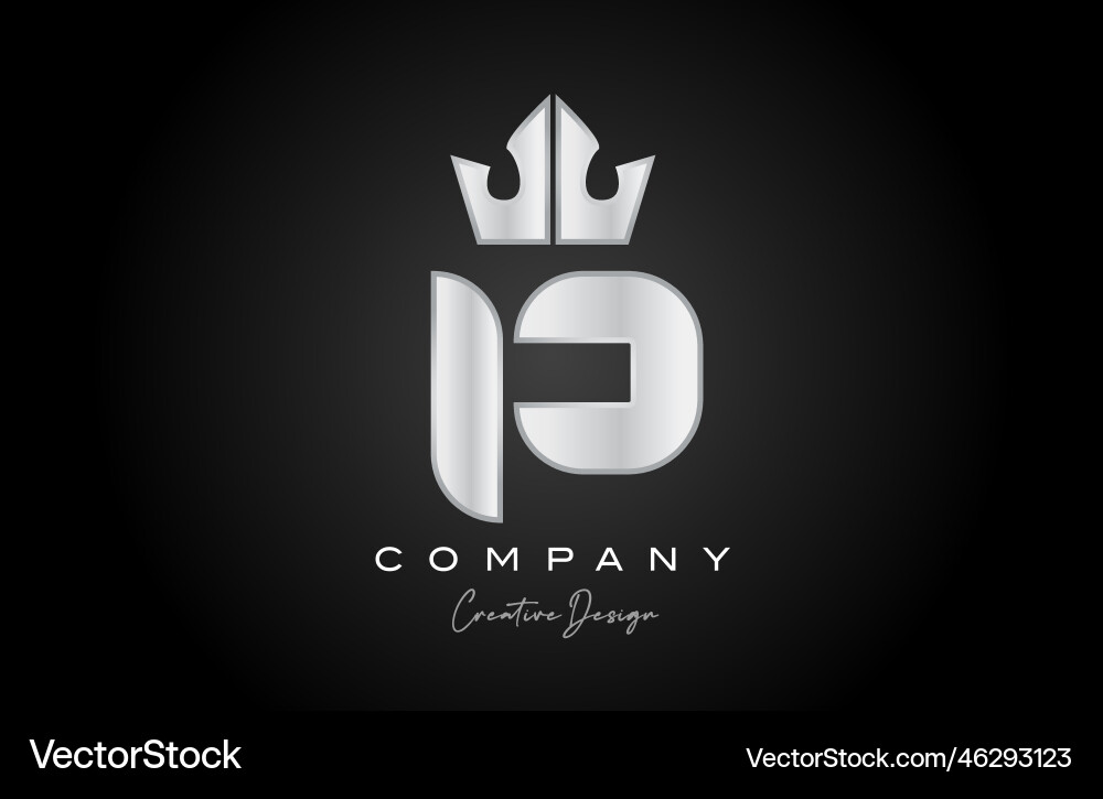Silver grey p alphabet letter logo icon design Vector Image