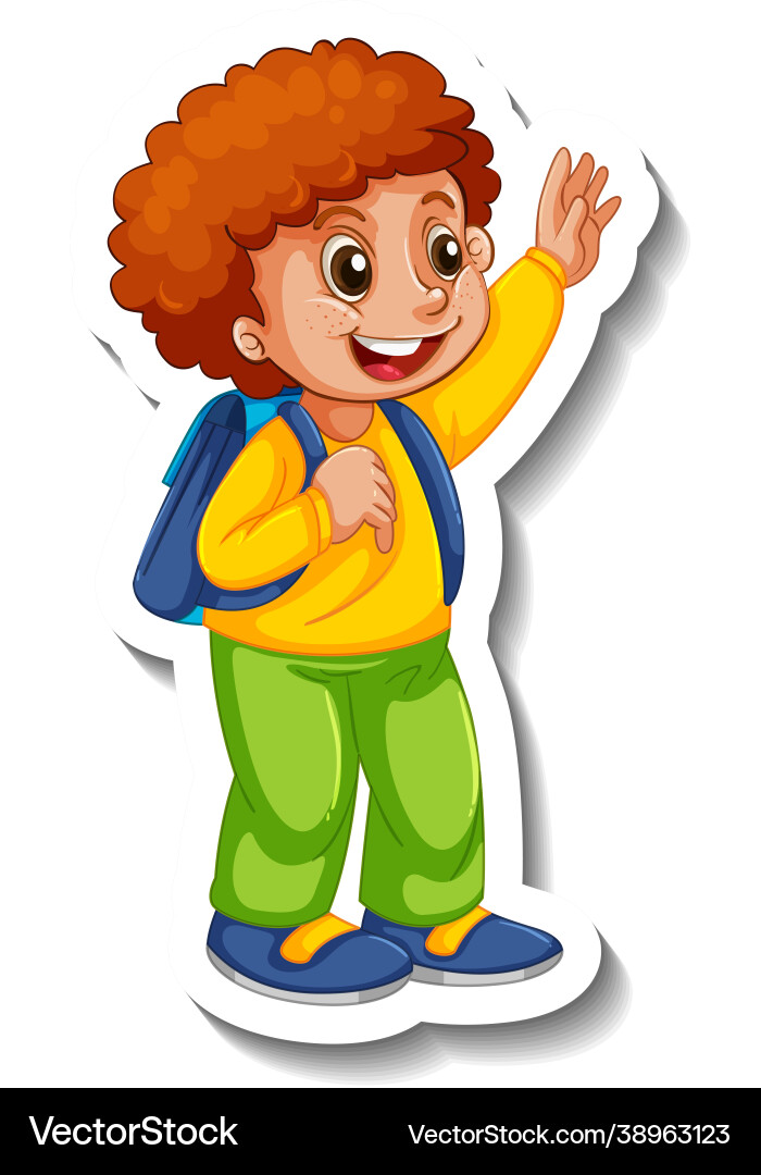 Sticker template with a boy cartoon character Vector Image
