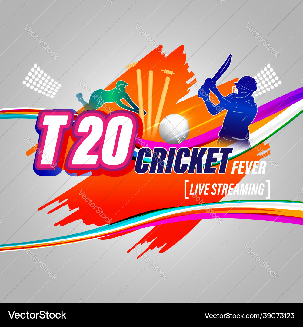 T20 cricket trophy on purple background Royalty Free Vector