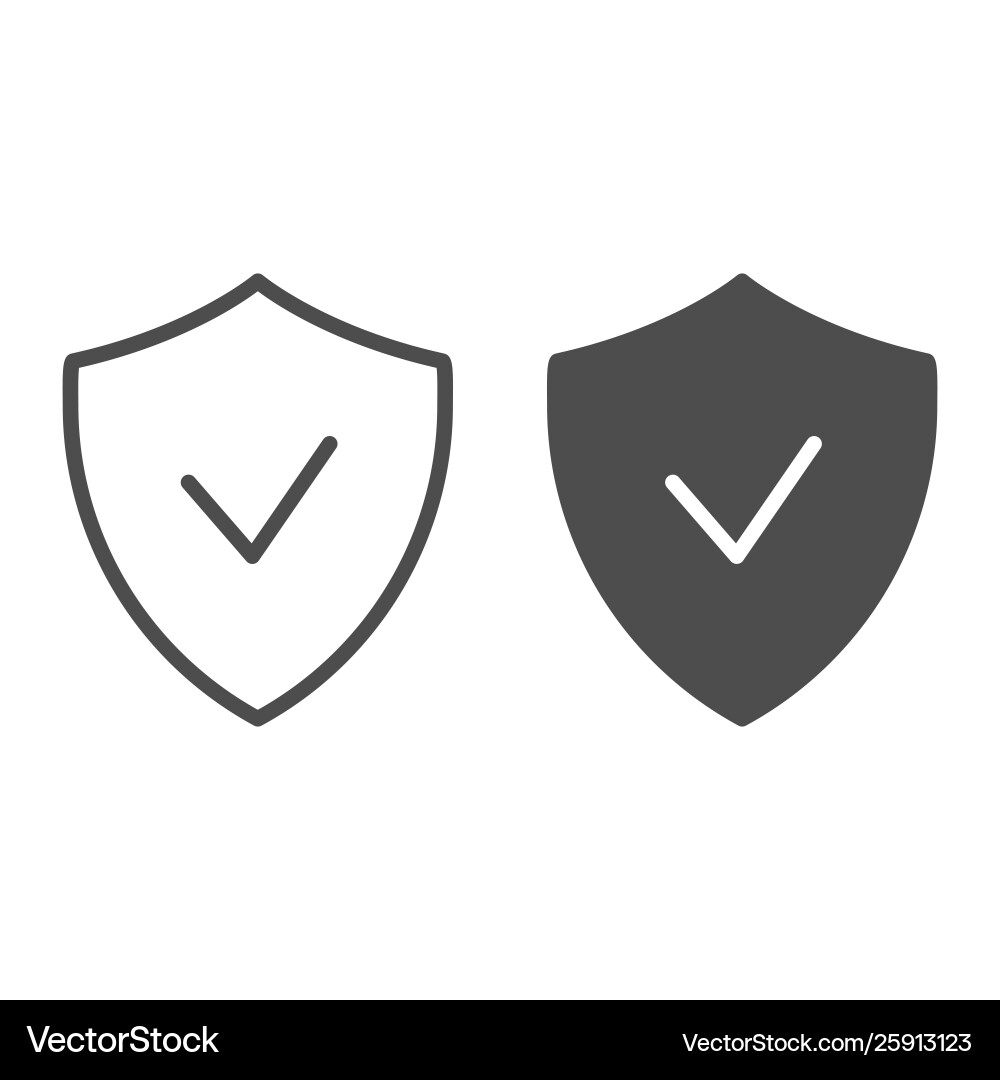 Verified emblem line and glyph icon shield Vector Image