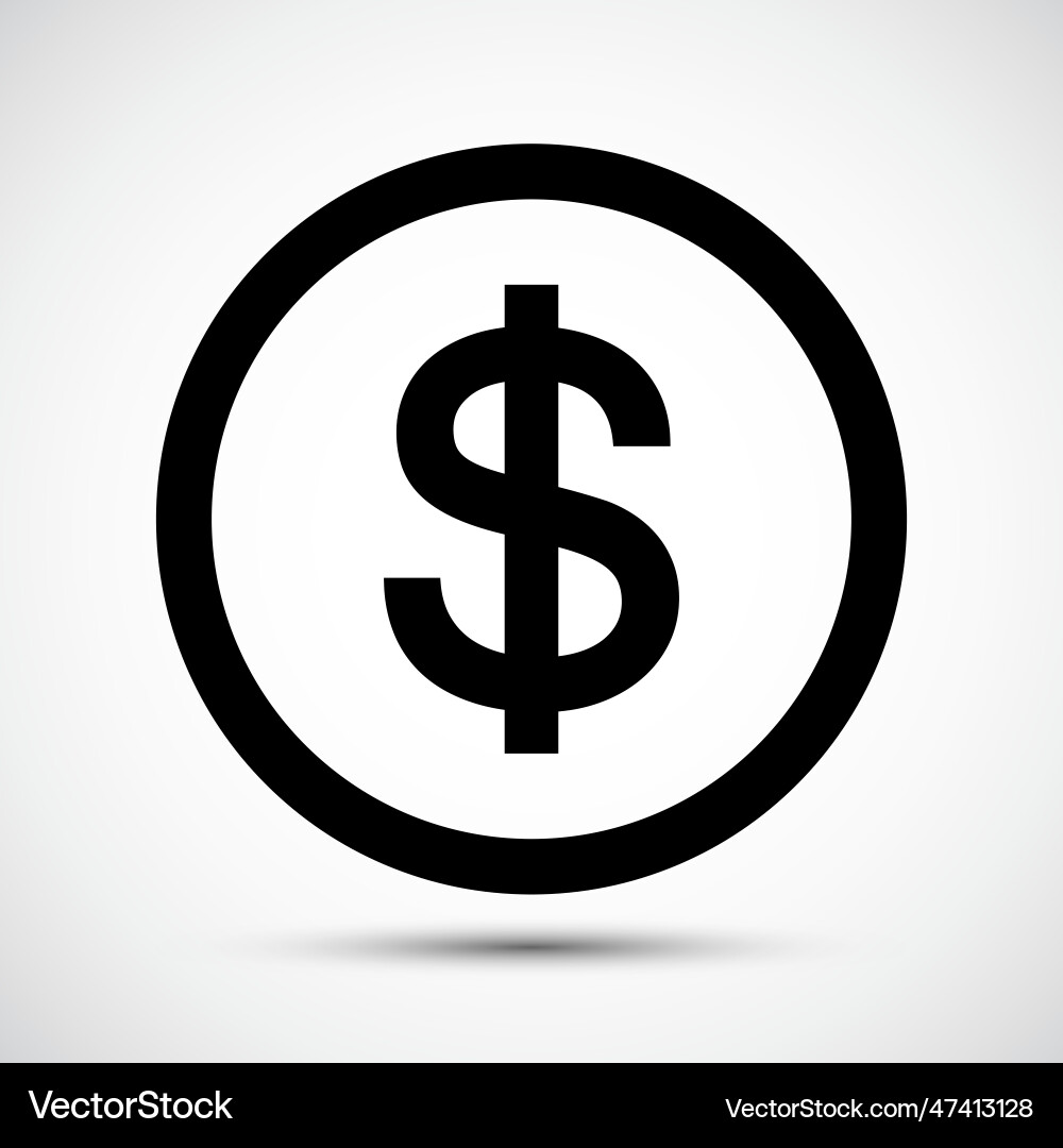 Black icon dollar symbol sign isolate on white Vector Image
