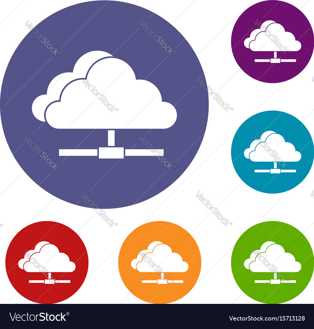 Cloud computing connection icons set Royalty Free Vector
