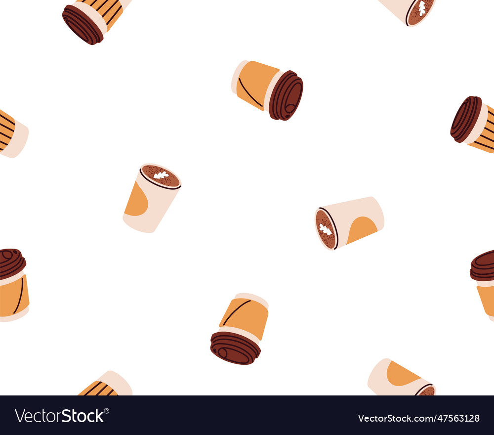 Coffee cups seamless pattern endless background Vector Image