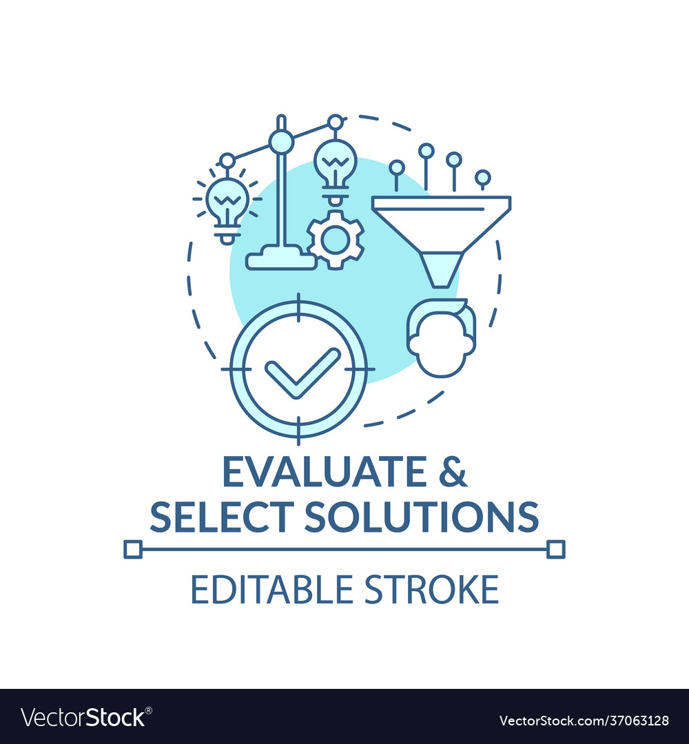 Evaluate and select solutions blue concept icon Vector Image Evaluate and select solutions blue concept icon Vector Image