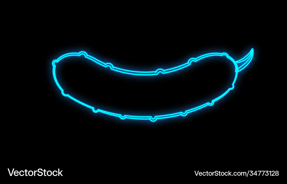 Glowing neon line pickled cucumber on a fork icon Vector Image