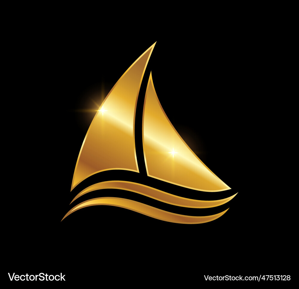Golden boat logo icon Royalty Free Vector Image