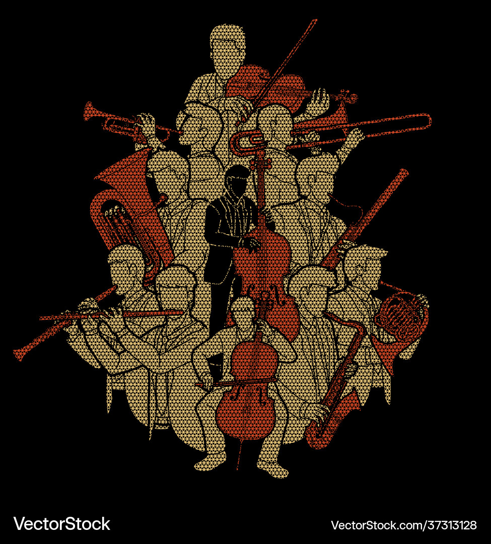 Group musician orchestra instrument Royalty Free Vector