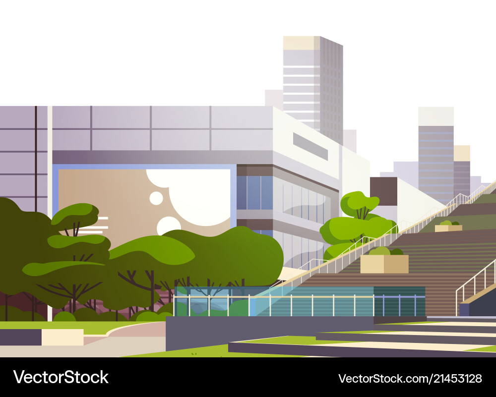 Modern office building stairs exterior view over Vector Image