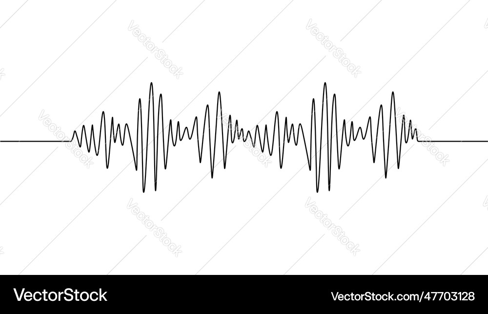 Music wave simple continuous one line drawing Vector Image
