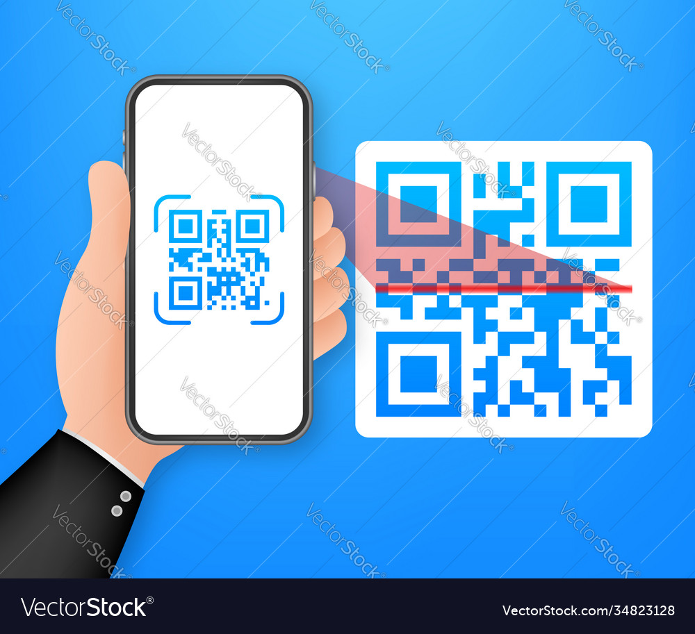 Scan qr code to mobile phone electronic digital Vector Image