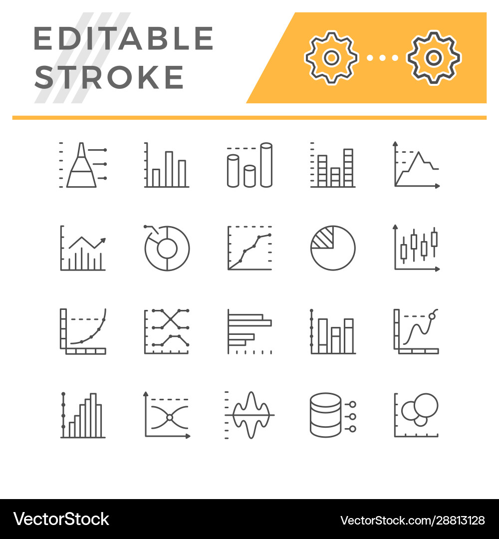 Set line icons graph and diagram Royalty Free Vector Image