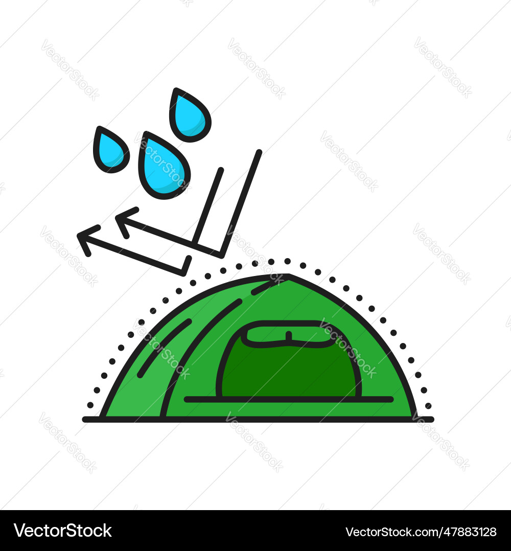 Waterproof camping tent isolated outline icon Vector Image