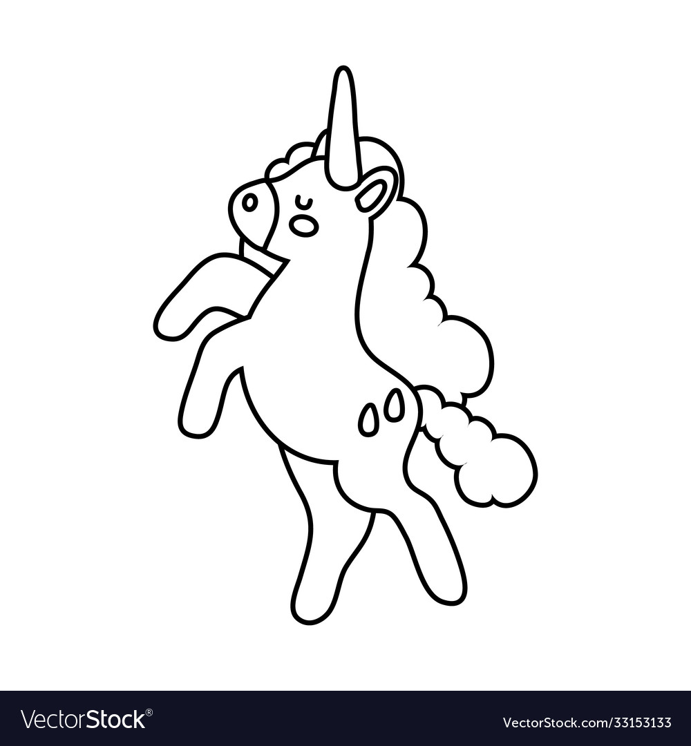Cute unicorn magical character line style icon Vector Image