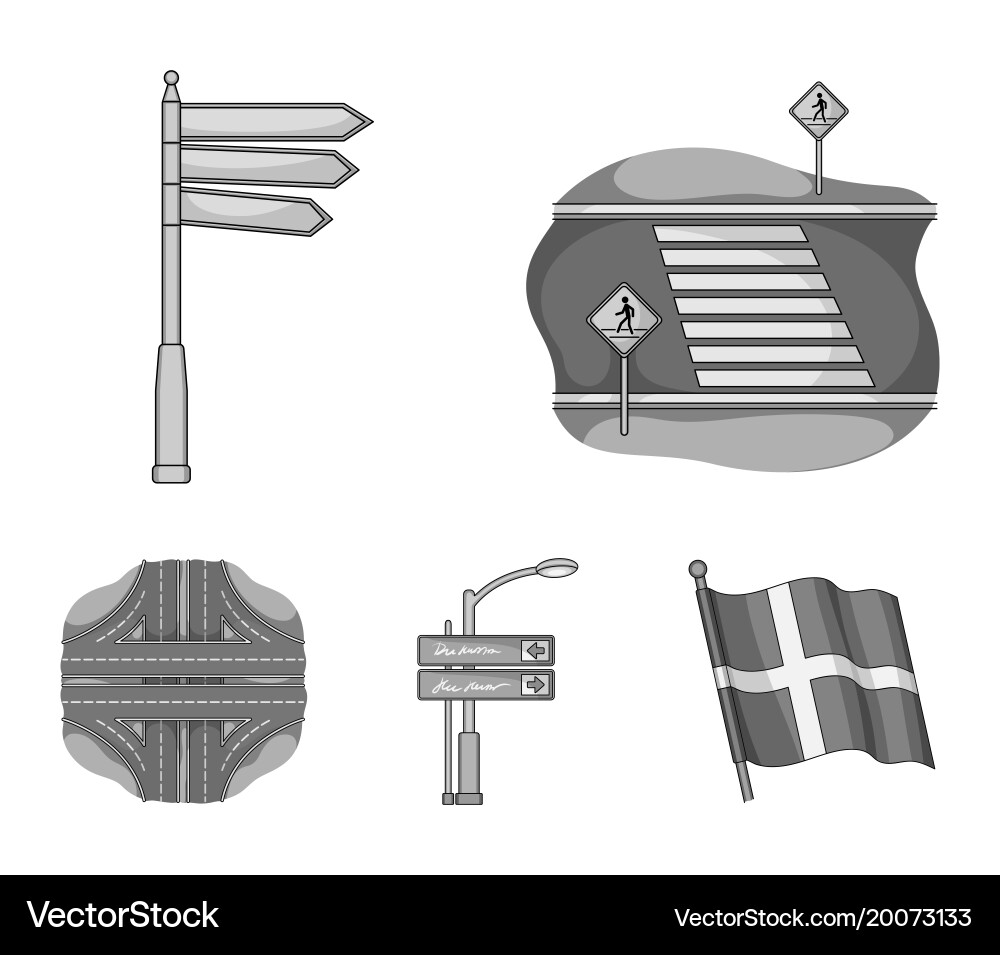 Direction signs and other web icon in monochrome Vector Image
