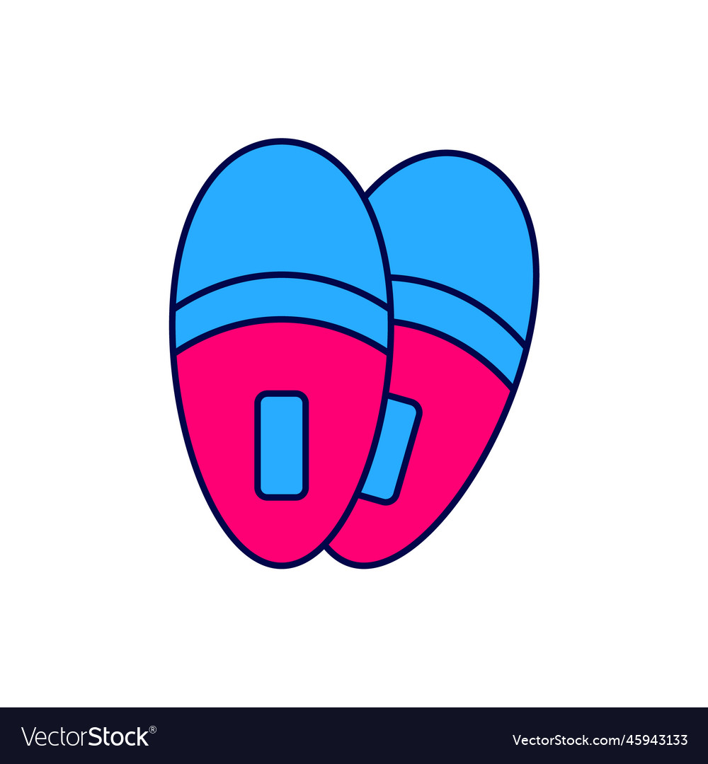 Filled outline slippers icon isolated on white Vector Image