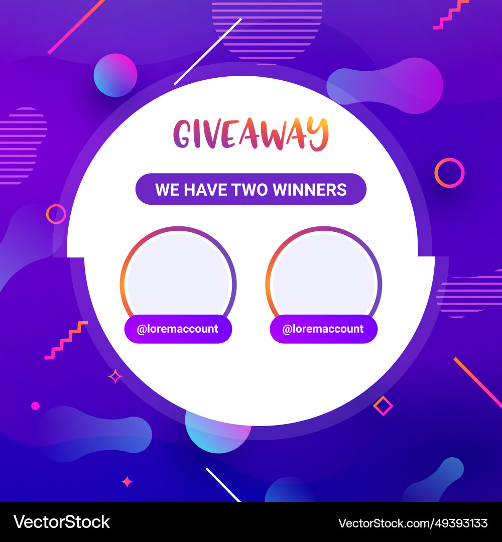 Giveaway template congratulation winner contest Vector Image