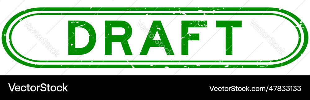 Grunge green draft word rubber seal stamp Vector Image