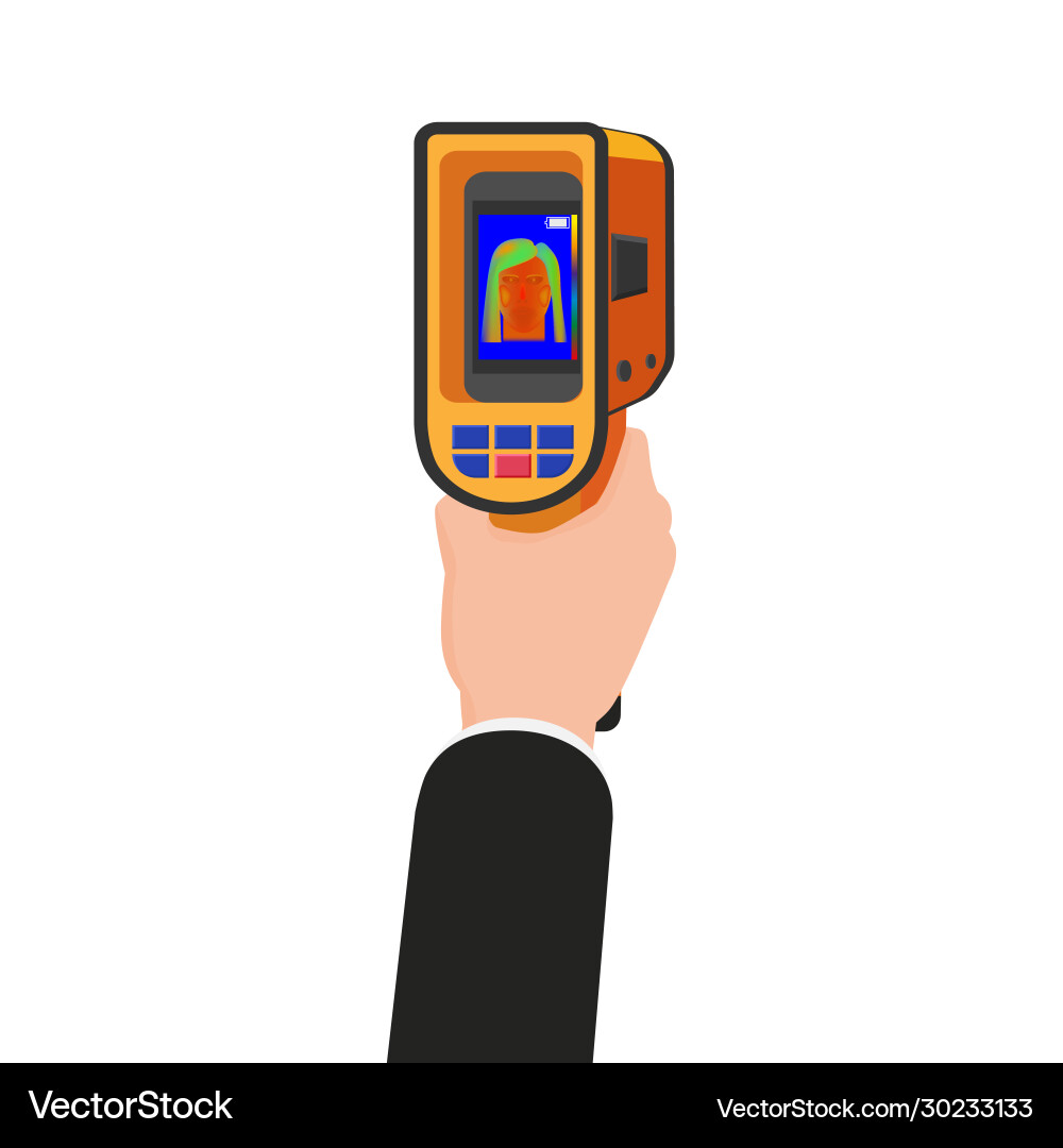Hand holds thermal scaner camera infrared Vector Image