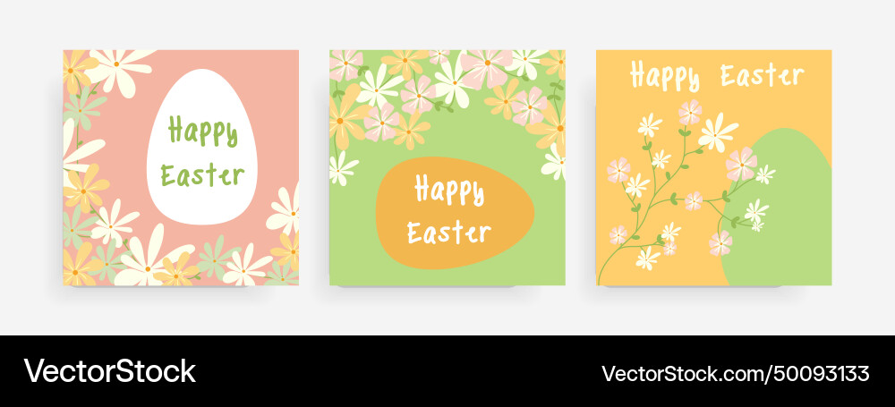 Happy easter cards set of tender cute easter Vector Image