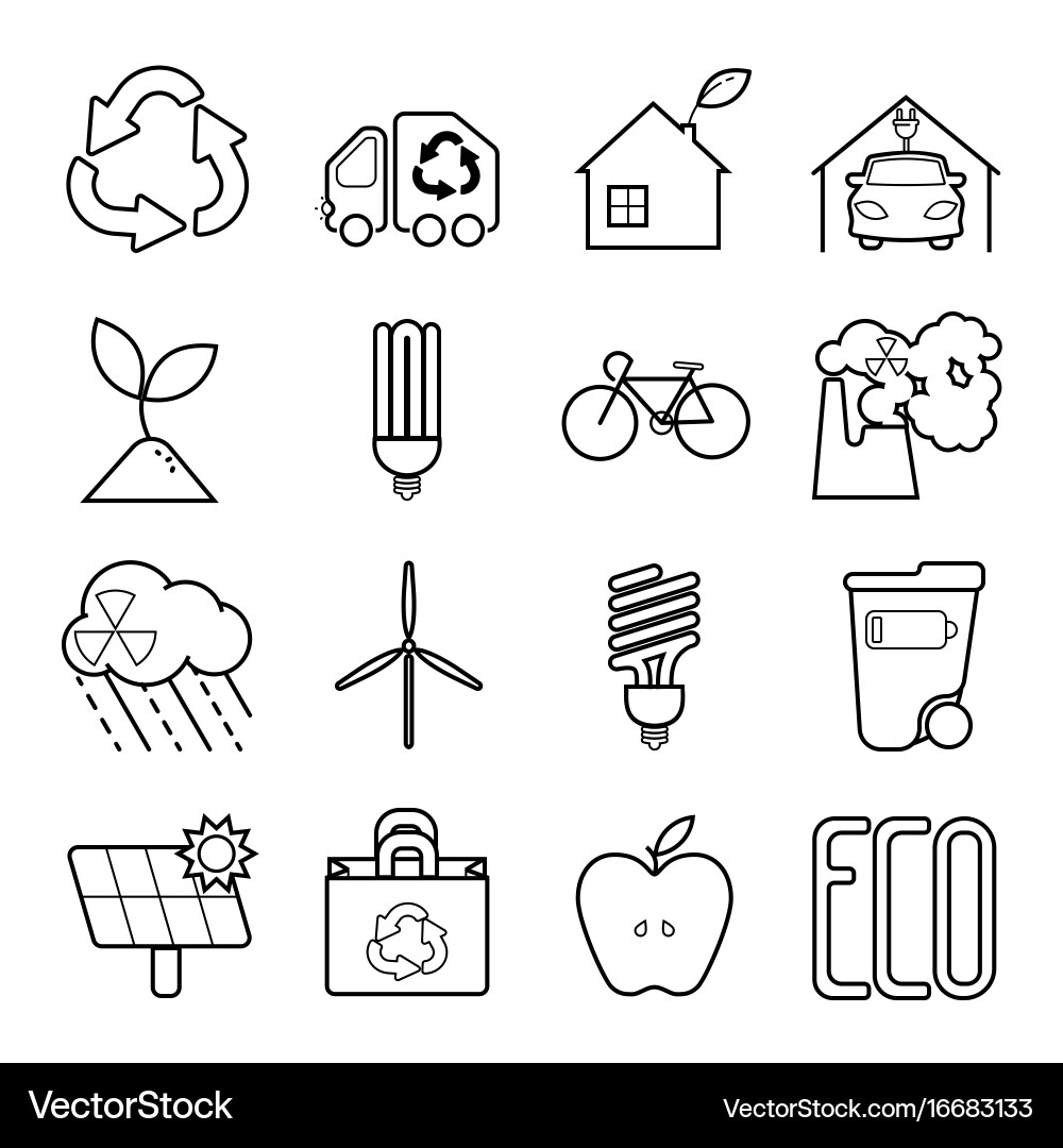 Simple set eco related line icons Royalty Free Vector Image