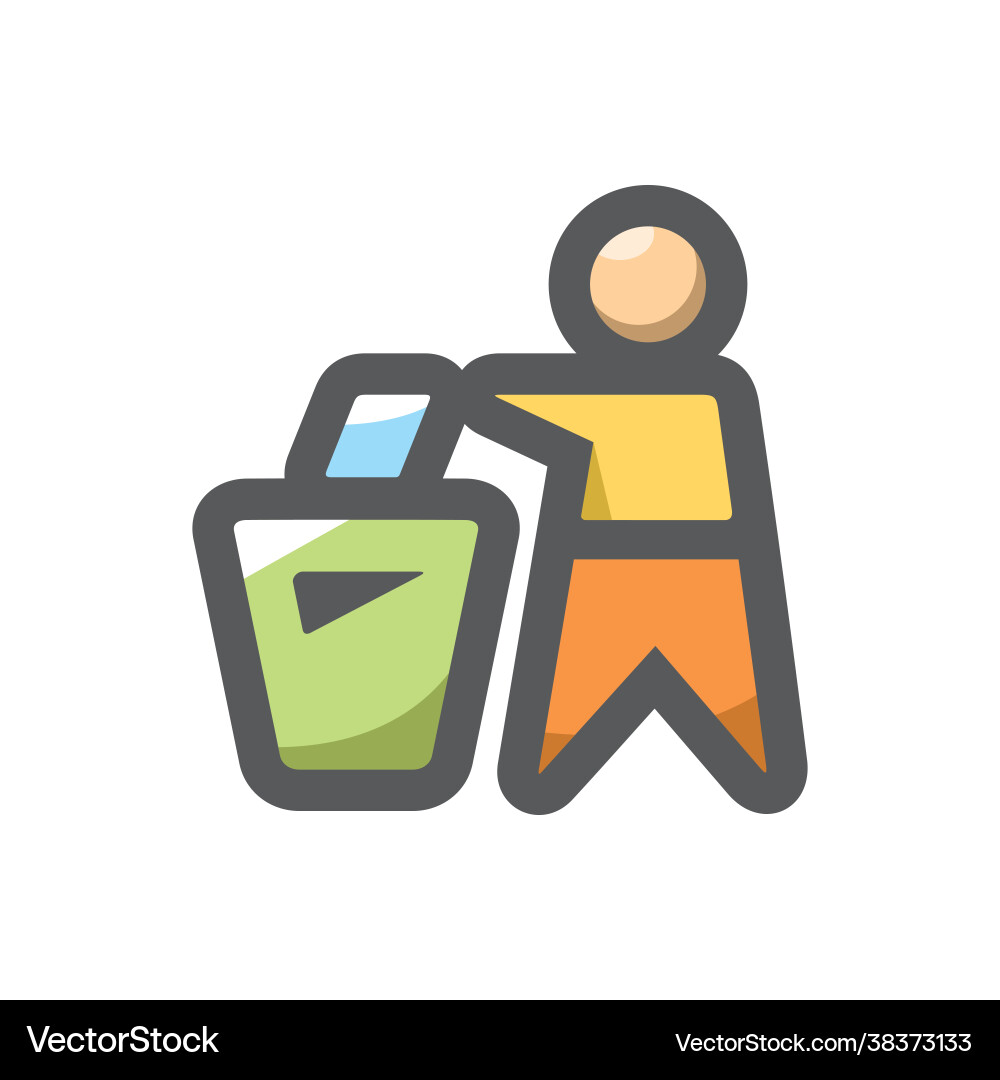 Trash can people garbage icon cartoon Royalty Free Vector