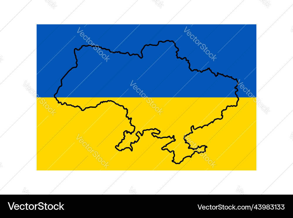 Ukrainian flag map outline isolated on white Vector Image