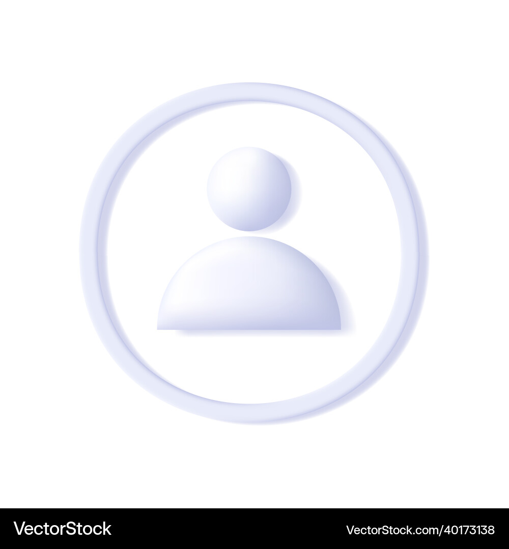 3d icon of user profile convex volume shape Vector Image