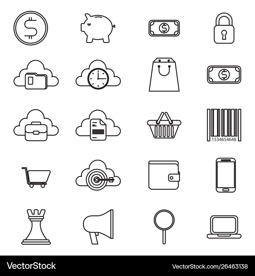 Bundle business monochrome set icons Royalty Free Vector