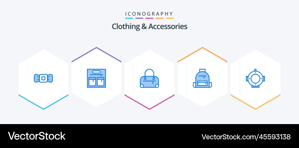 Clothing and accessories 25 blue icon pack Vector Image
