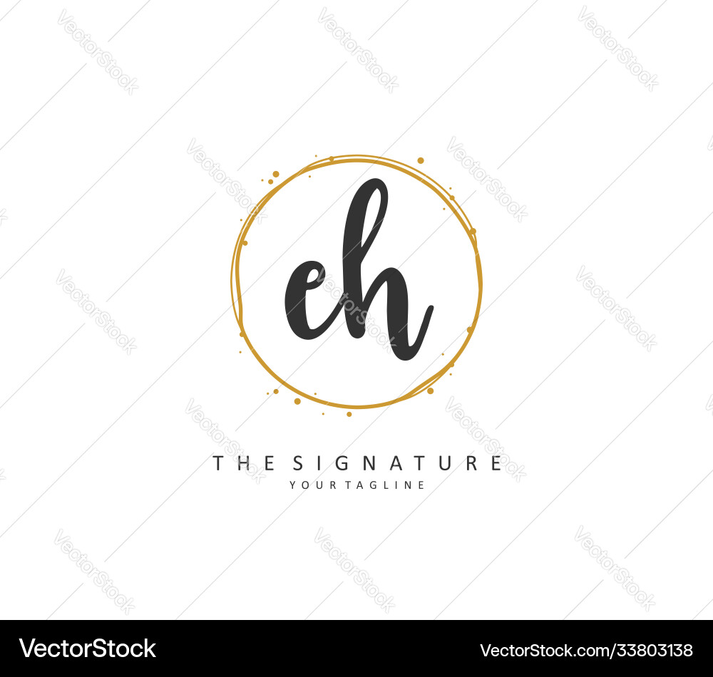 E h eh initial letter handwriting and signature Vector Image