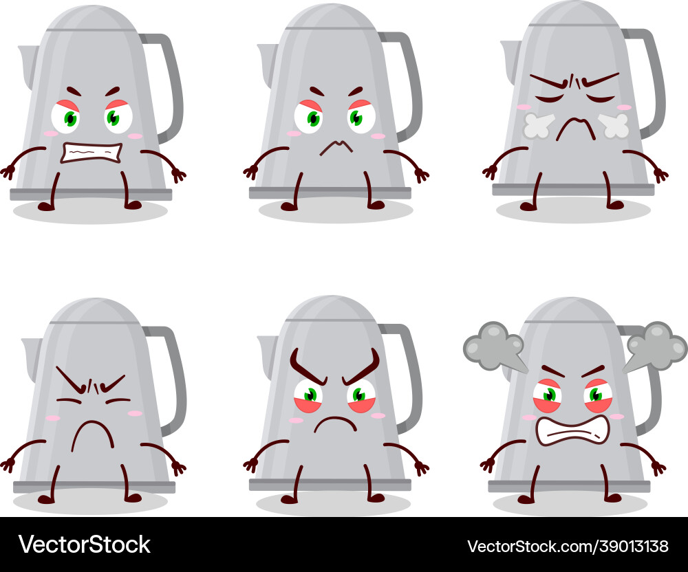 Electric kettle cartoon character with various Vector Image