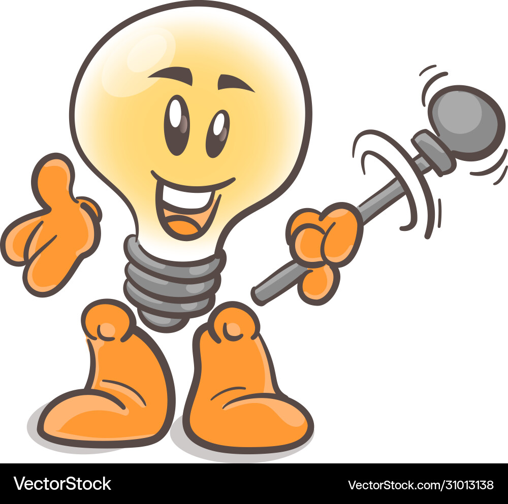 Emotional character cartoon lightbulb Royalty Free Vector