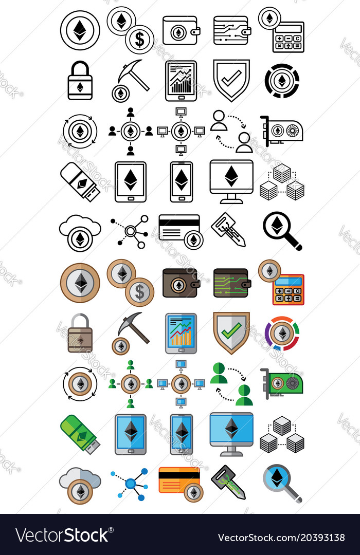 Ether and etherium network Royalty Free Vector Image