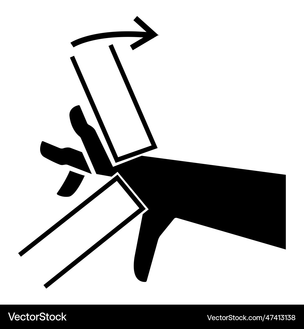 Hand crush pinch point symbol sign isolate Vector Image