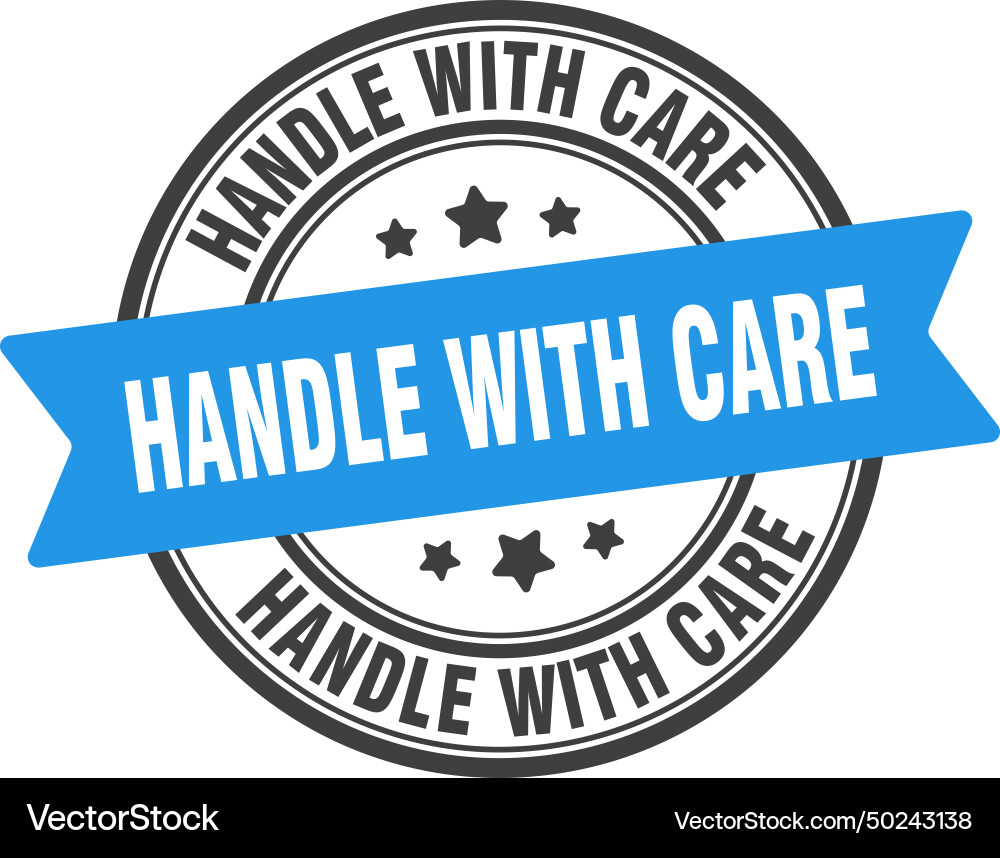 Handle with care stamp label Royalty Free Vector Image