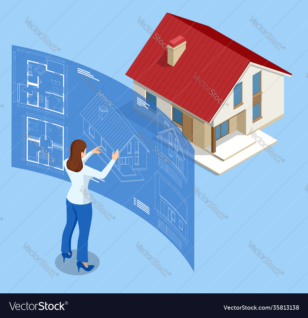 Isometric house architectural project virtual Vector Image