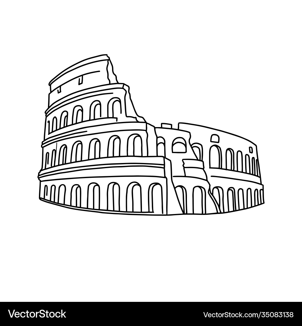Linear art colosseum in rome Royalty Free Vector Image