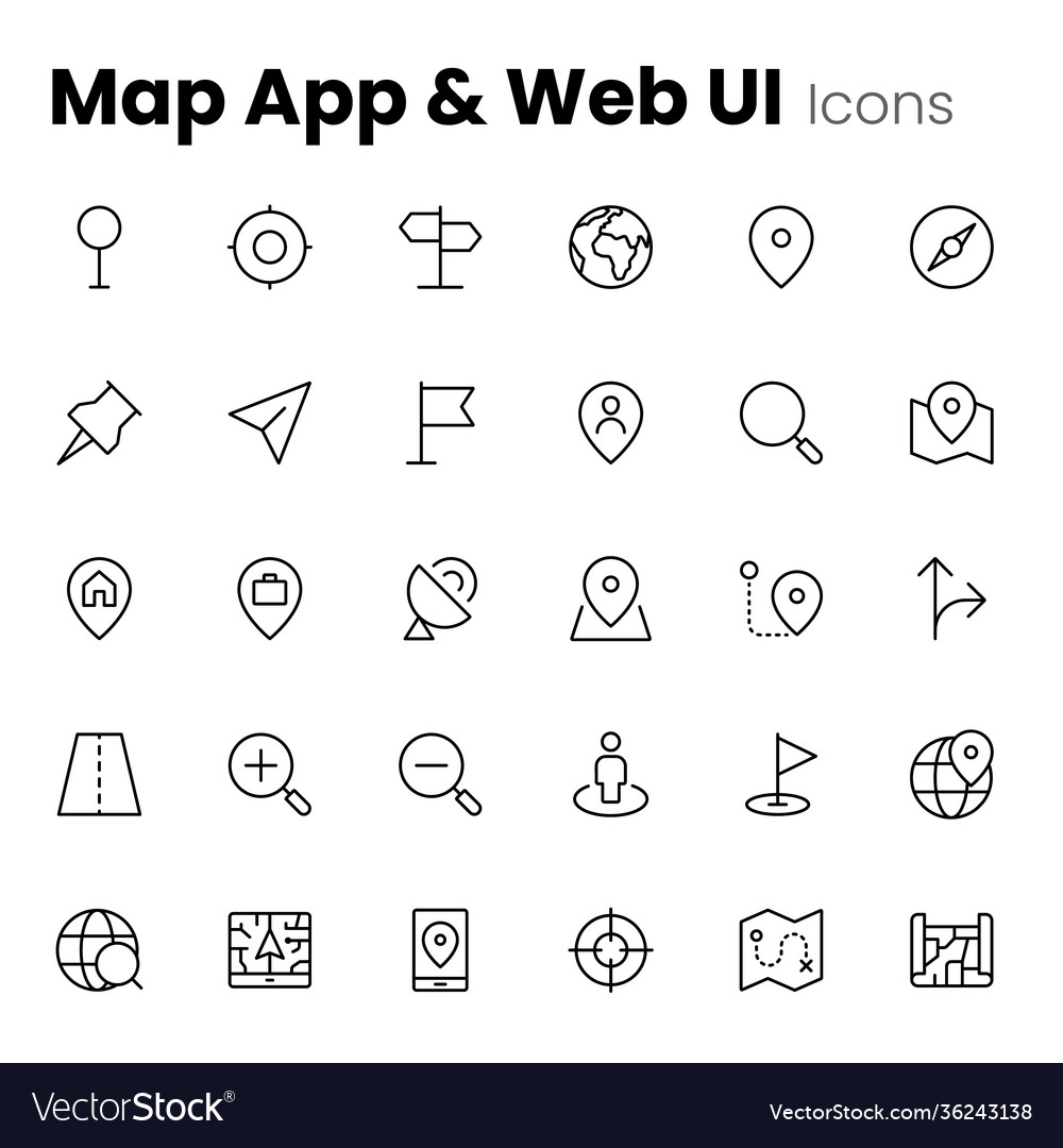 Mapp app and web ui icons Royalty Free Vector Image