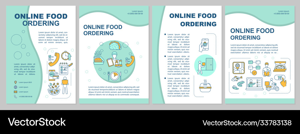 Online food ordering brochure template Royalty Free Vector