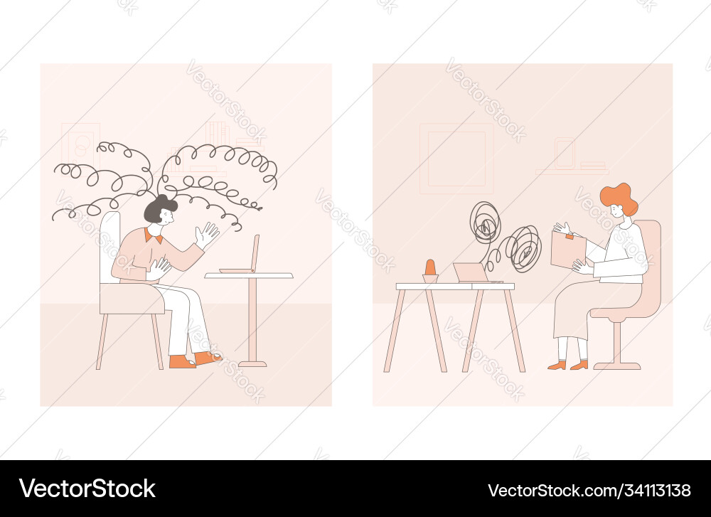 Online stress therapy scene color flat Royalty Free Vector