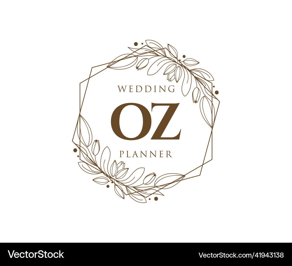 Oz initials letter wedding monogram logos Vector Image