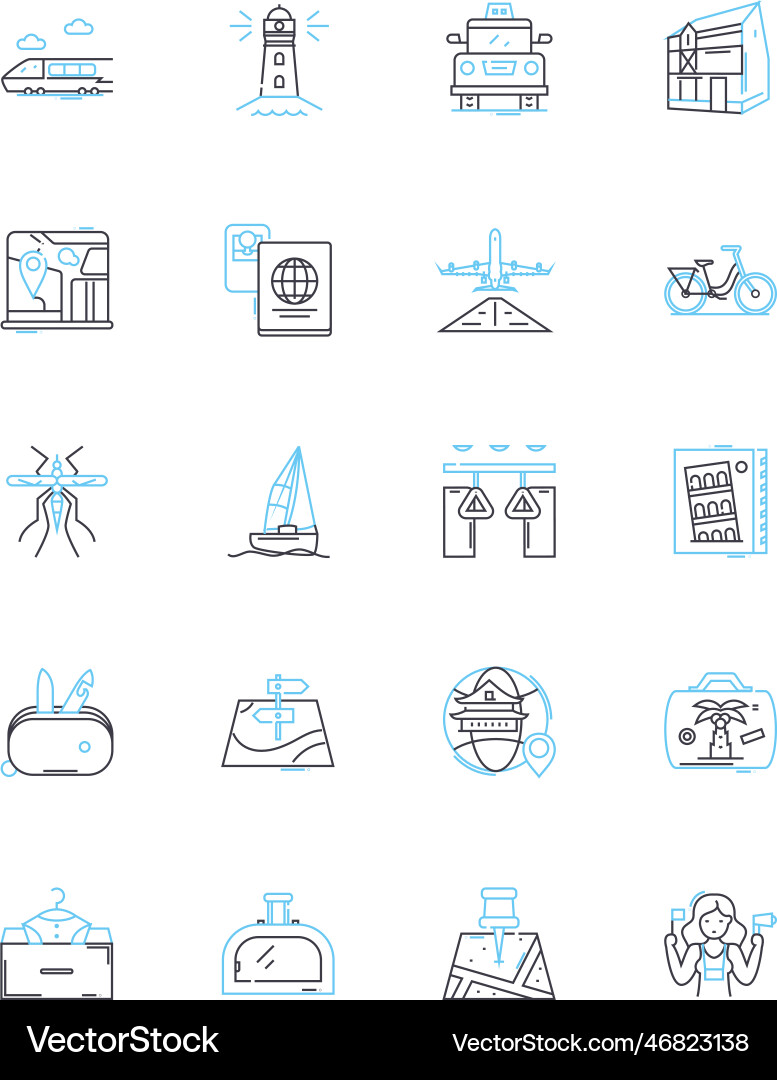 Quiet and calmness linear icons set serenity Vector Image