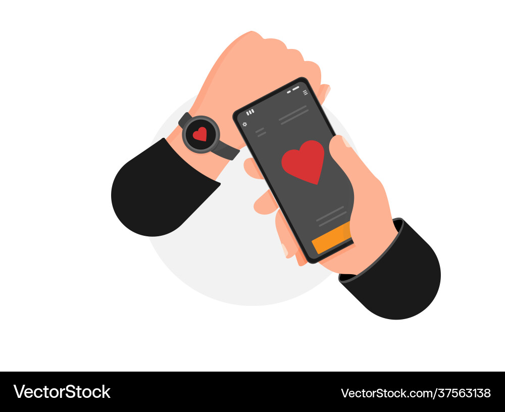 Smart watch on hand design over color background Vector Image